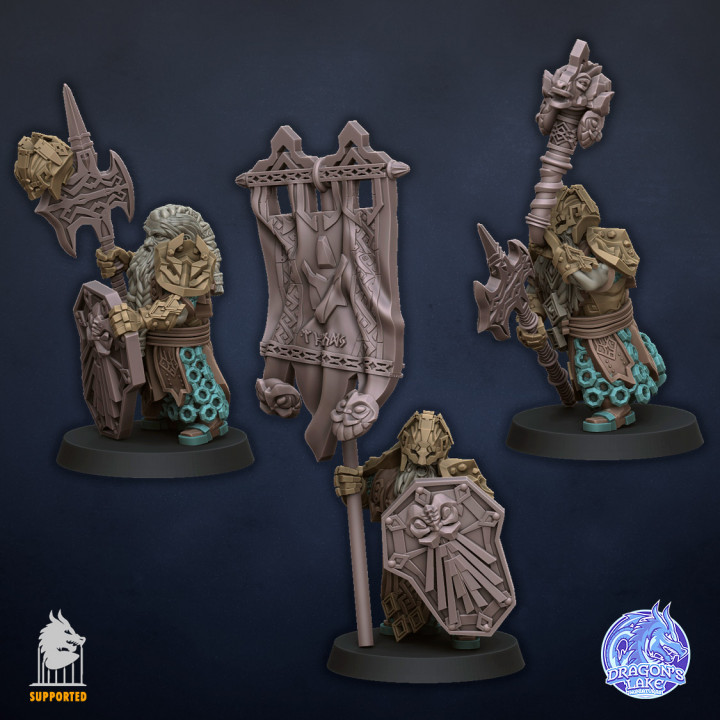 3D Printable Throne Guard (Command Group) by Dragon's Lake Miniaturas