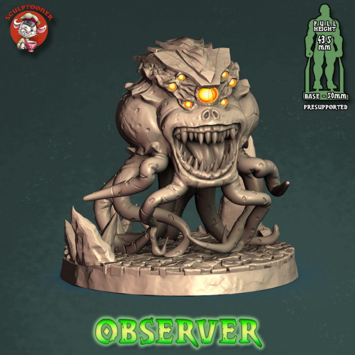 3D Printable Observer - 32mm scale pre-supported squad by SCULPTOONER
