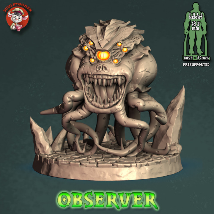 3D Printable Observer - 32mm scale pre-supported squad by SCULPTOONER