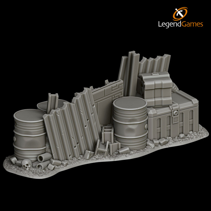3D Printable LegendGames Barricade set - Post Apocalypse by Legend Games