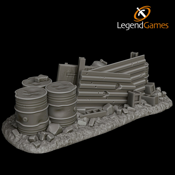 3D Printable LegendGames Barricade set - Post Apocalypse by Legend Games