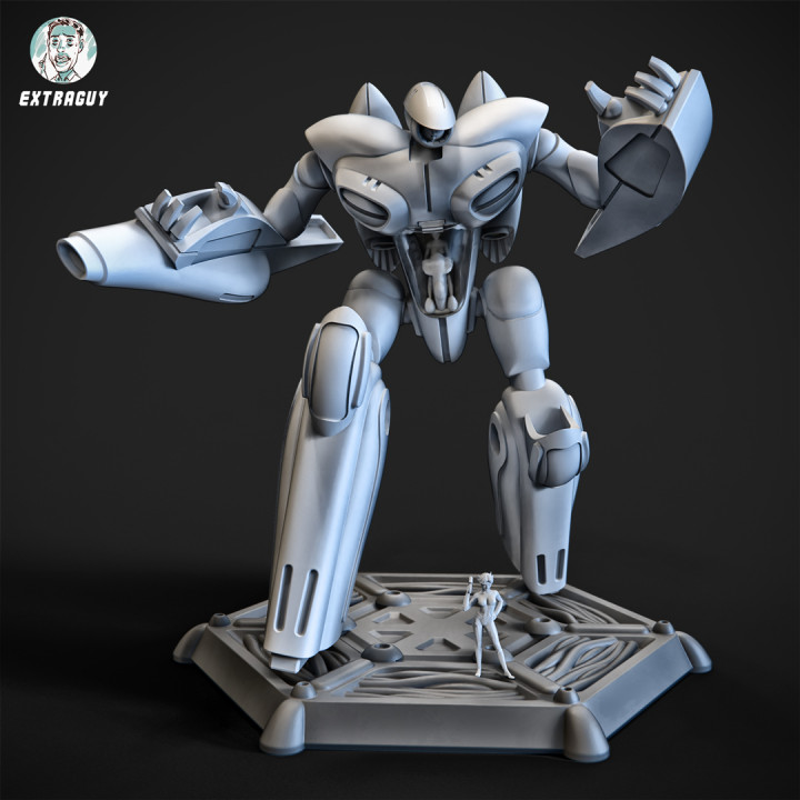 3D Printable Curvy Robot 75mm + Princess Pilot by Extra Guy