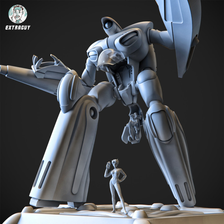 3D Printable Curvy Robot 75mm + Princess Pilot by Extra Guy