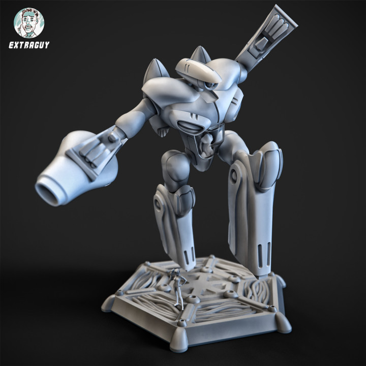 3D Printable Curvy Robot 100mm + Princess Pilot by Extra Guy