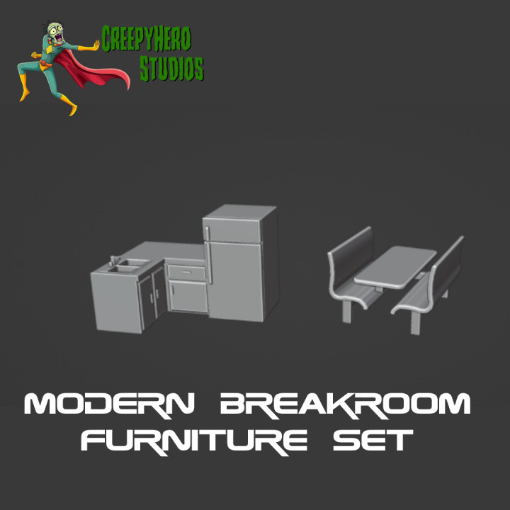 3D Printable Modern Breakroom Furniture Set by Michael Crossman