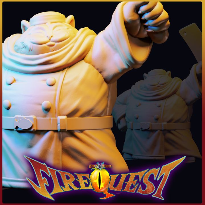 3D Printable Cat Chef, Fire Quest Statue - Pre-Supported by Epics N Stuffs