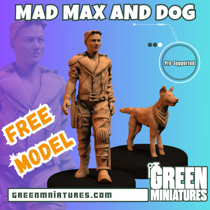 3D Printable Mad Max and Dog by Greenminiatures