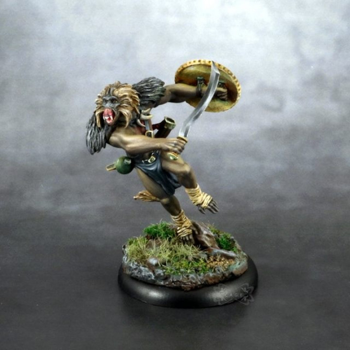 3D Printable Geldn 06: Geladan (Baboon man) with scimitar, running ...