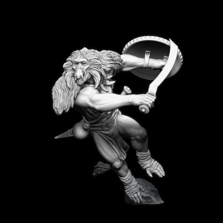 3D Printable Geldn 06: Geladan (Baboon man) with scimitar, running ...
