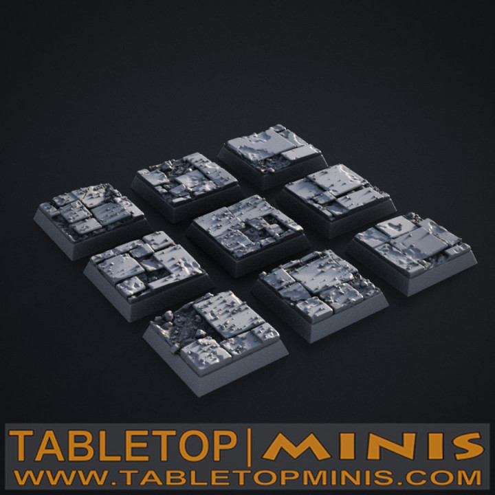3D Printable Broken Tiles 25x25mm Square Bases by TableTopMinis