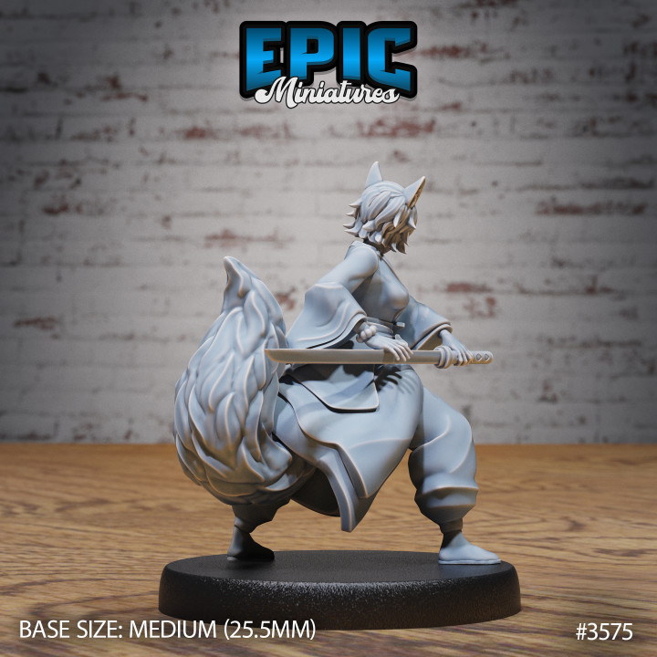 3D Printable Kitsune Spirit Warrior Set / Fox Humanoid / Nine Tailed ...