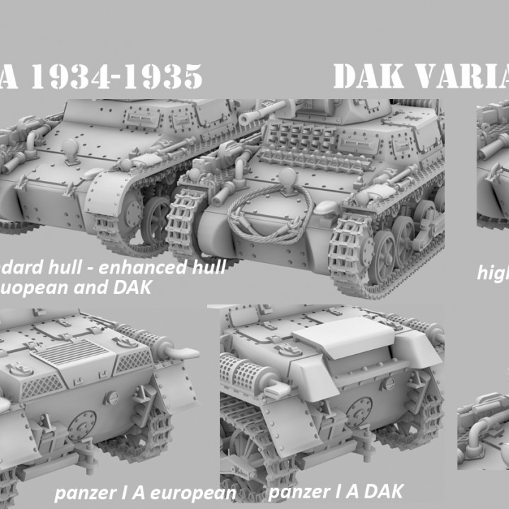 3D Printable Panzer I A european and DAK versions by Counlane Models