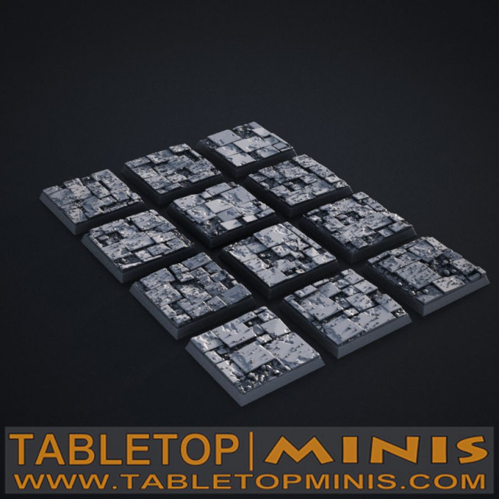 3D Printable Broken Tiles 40x40mm Square Bases by TableTopMinis