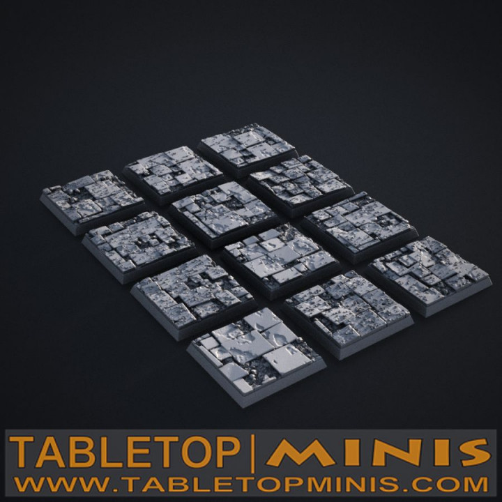 3D Printable Broken Tiles 40x40mm Square Bases by TableTopMinis