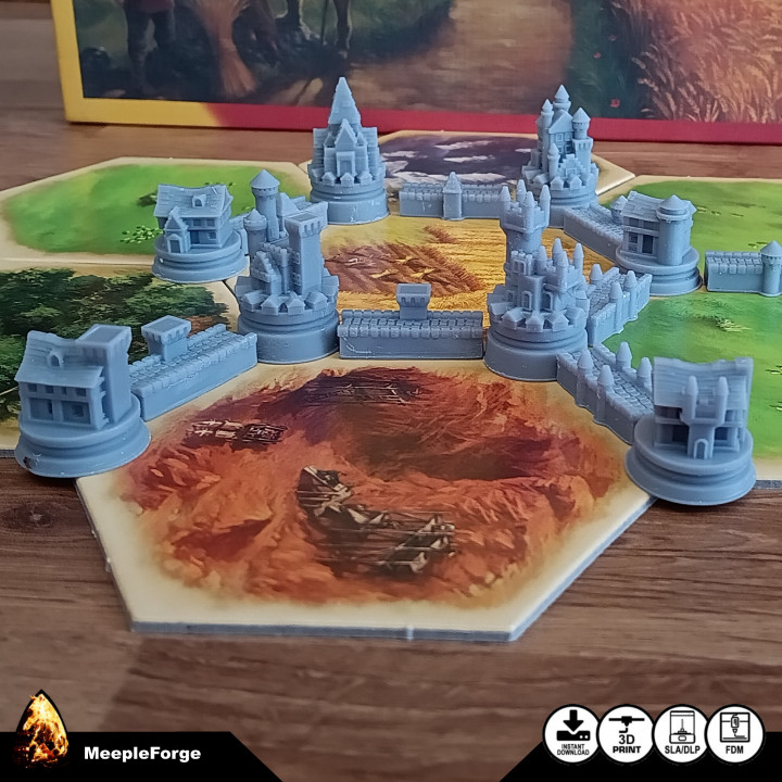 3D Printable Catan Upgraded Settlements, Cities and Roads by Andy at ...