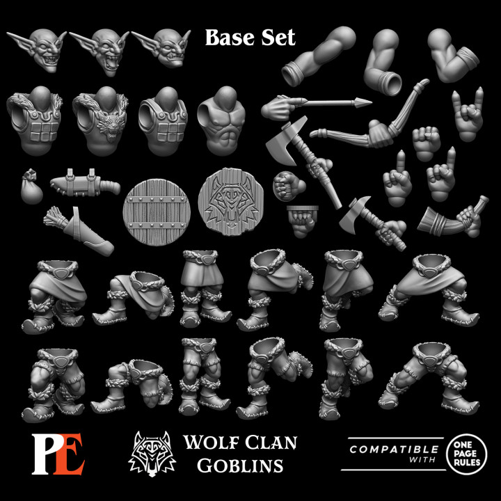3D Printable Modular Wolf Clan Goblin Kit by Printed Encounter