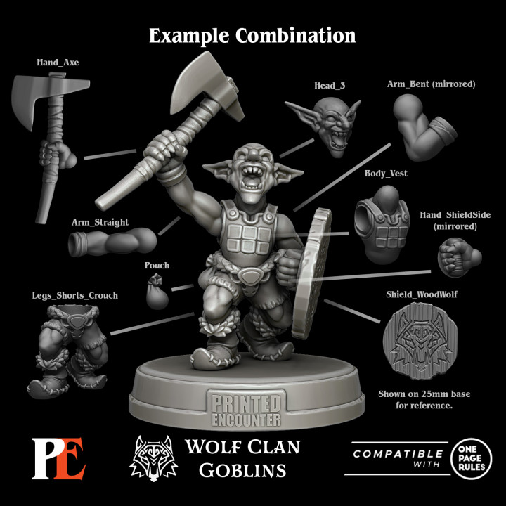 3D Printable Modular Wolf Clan Goblin Kit by Printed Encounter