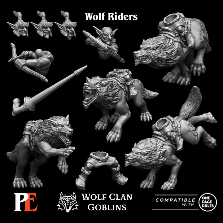 3D Printable Modular Wolf Clan Goblin Kit by Printed Encounter