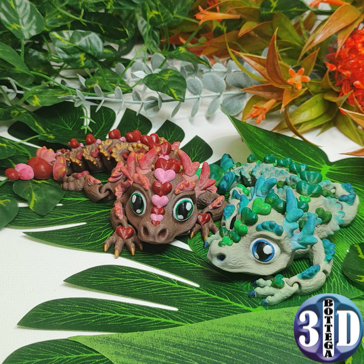 3D Printable Love-ly Tiny Dragon, Articulated, Flexy, Toy by NOZZLE NOOK