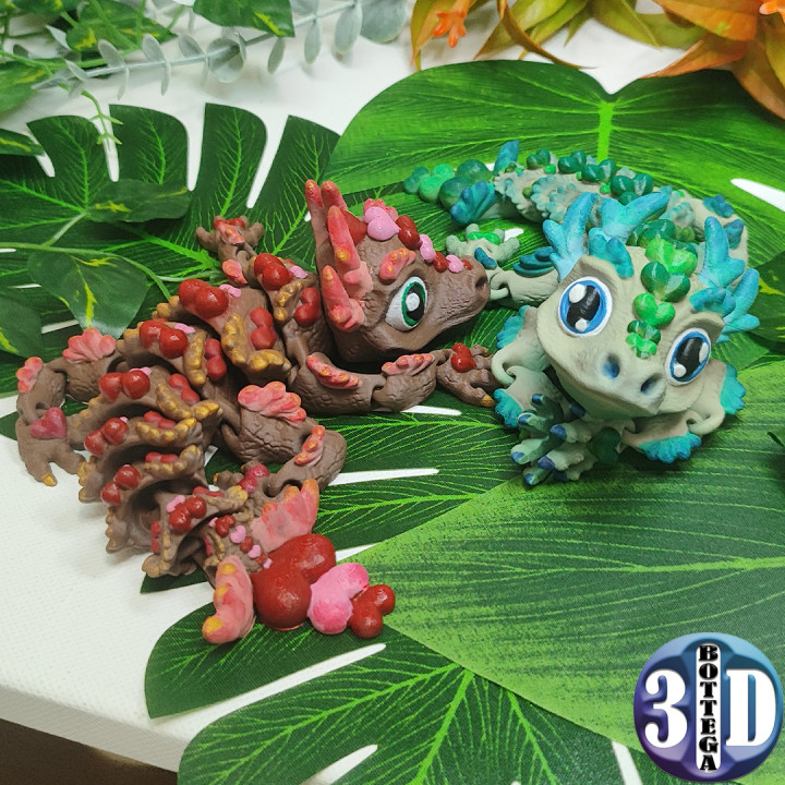 3D Printable Love-ly Tiny Dragon, Articulated, Flexy, Toy by NOZZLE NOOK