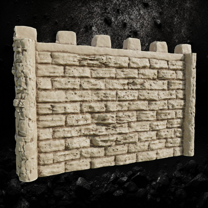 3D Printable Complete Modular Stone Wall System with Castle Gate by Galandir's Pit & Cie