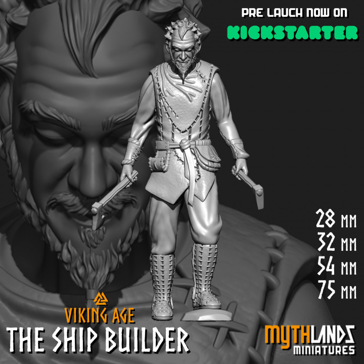 3D Printable Viking Age: the Ship Builder by Mythlands Miniatures