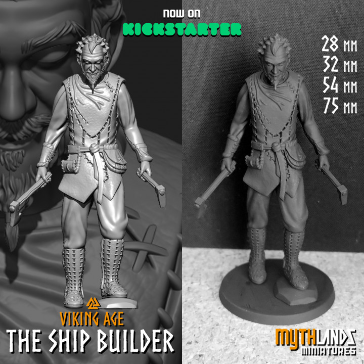 3D Printable Viking Age: the Ship Builder by Mythlands Miniatures