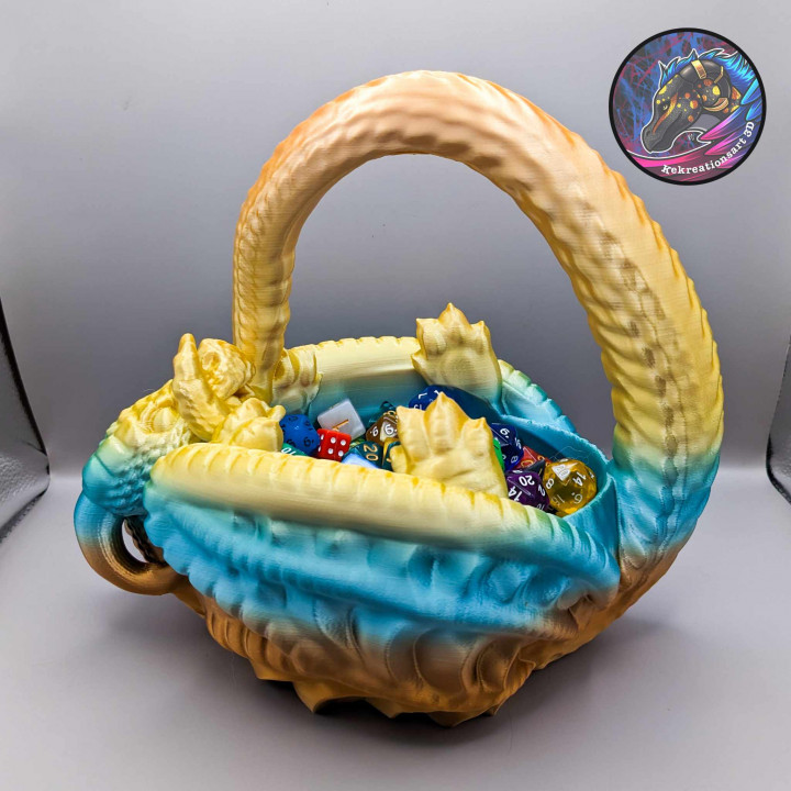 3D Printable Dragon Candy Basket, Dragon Planter Basket by Kirsten M