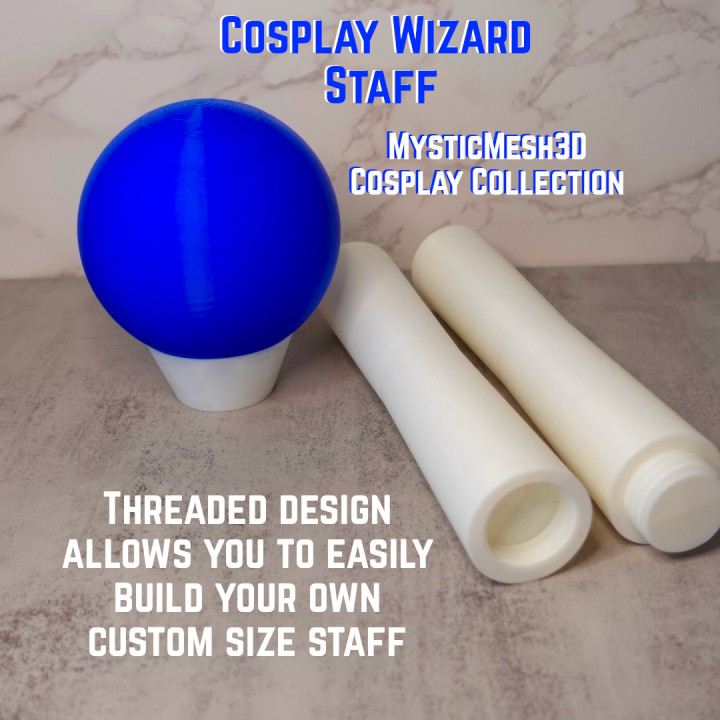 3D Printable Cosplay Wizard Staff (MysticMesh3D) by MysticMesh3D