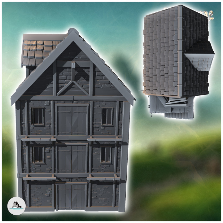 3D Printable Abandoned medieval house with wooden planks on windows (13 ...