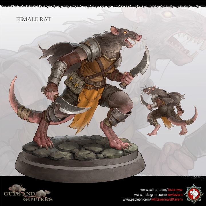 3D Printable Rogue Rats set 32mm pre-supported by White Werewolf Tavern