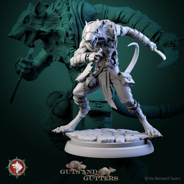 3D Printable Rogue Rats set 32mm pre-supported by White Werewolf Tavern