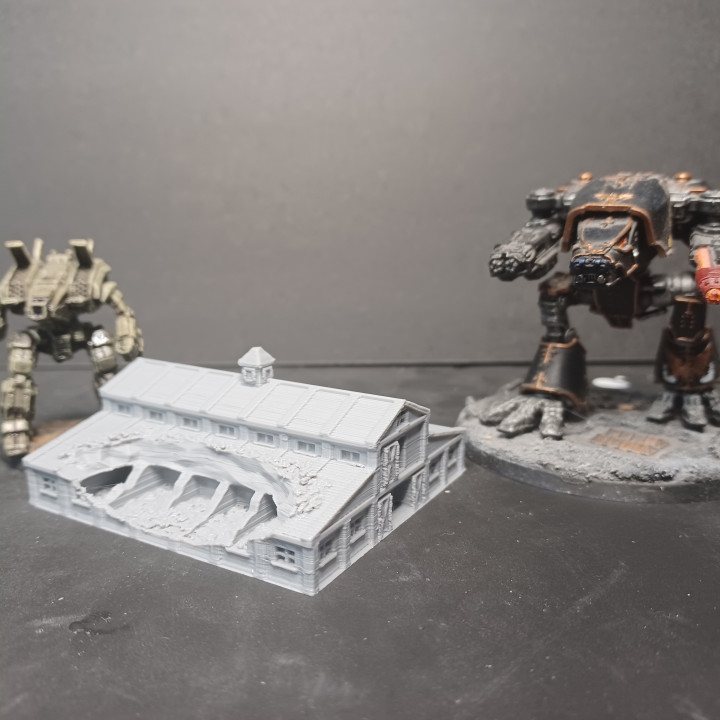 3D Printable Modern Ruined Stable MR026 by Wargame Forge