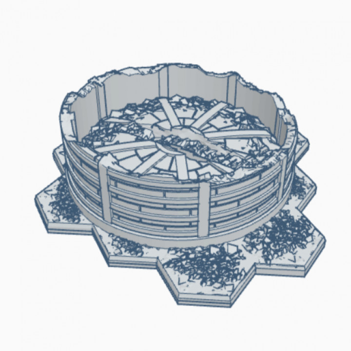 3D Printable Modern Ruined Large Storage Tank with Hex Base MRHB022 by ...