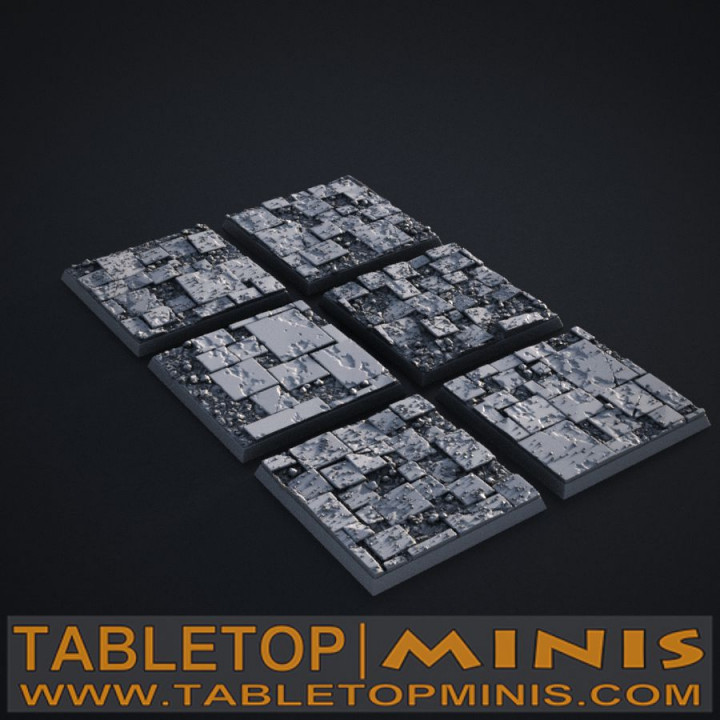 3D Printable Broken Tiles 60x60mm Square Bases by TableTopMinis