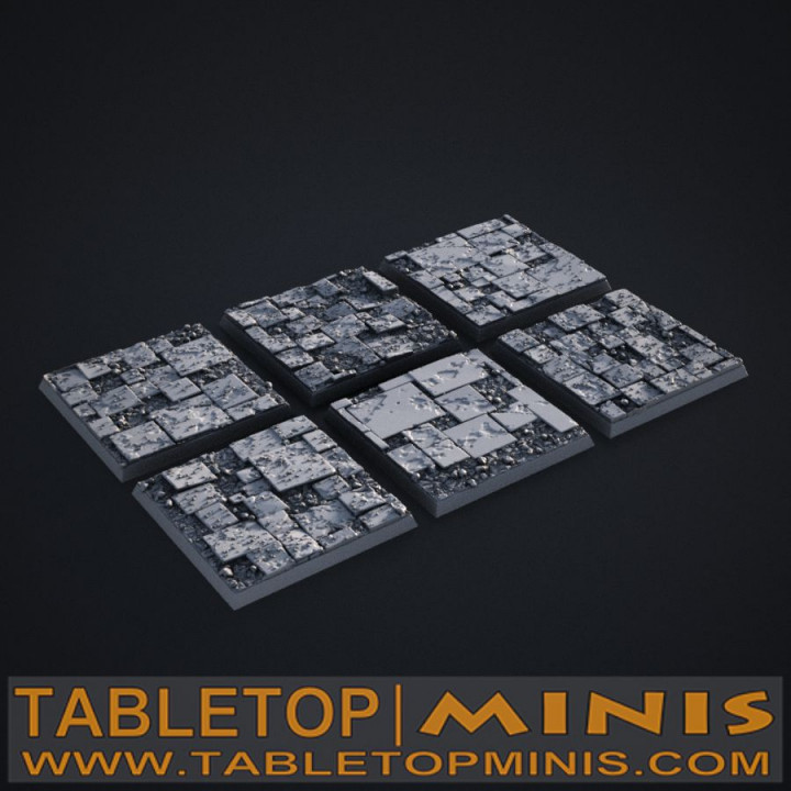 3D Printable Broken Tiles 60x60mm Square Bases by TableTopMinis