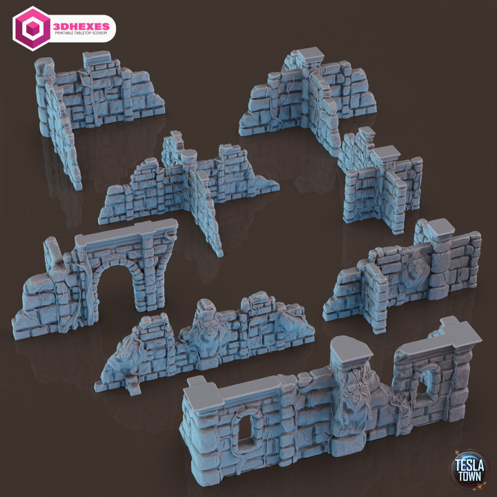 3D Printable Overgrown Ruins by 3DHexes