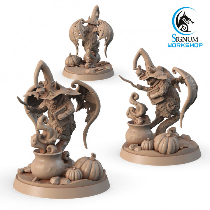 3D Printable Сat Wizard with cauldron by Signum Workshop