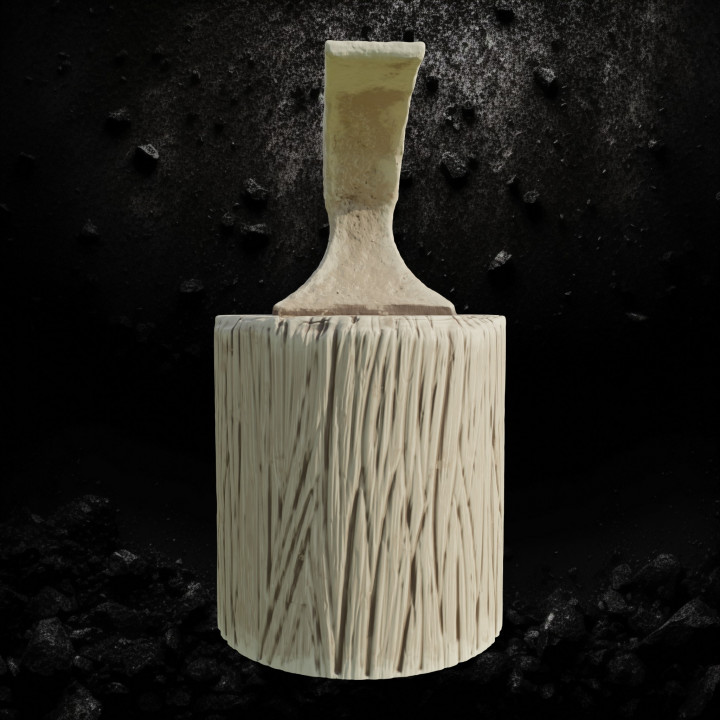 3D Printable Anvil on a stump by Galandir's Pit & Cie