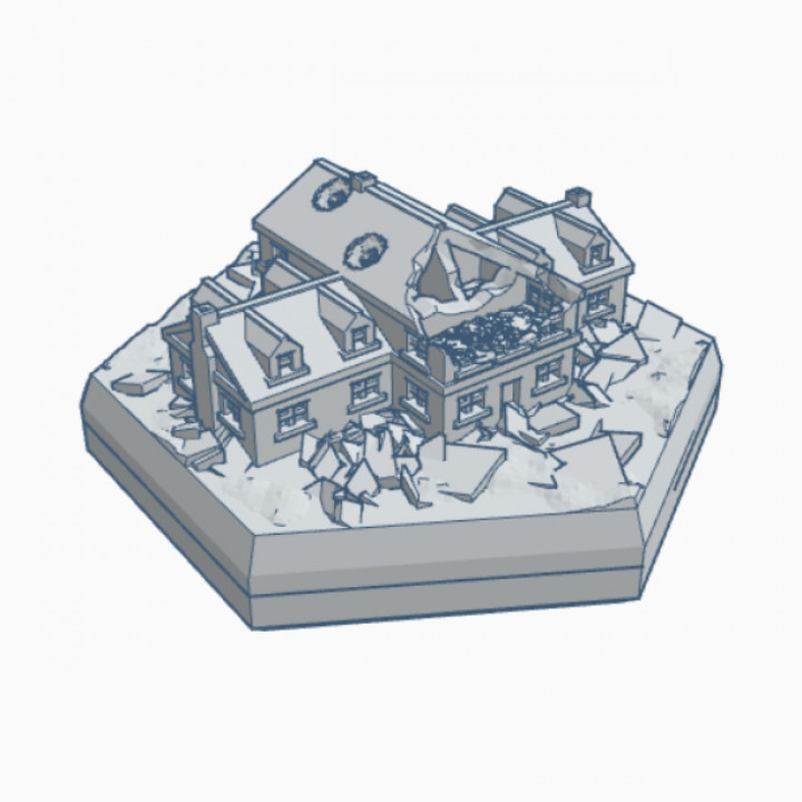 3D Printable Modern Ruined Farmhouse Hex Map Scale HMSMR025 by Wargame ...