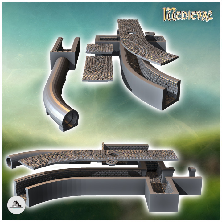 3D Printable Sewer pipe set with outdoor pavement (1) - Medieval Gothic ...