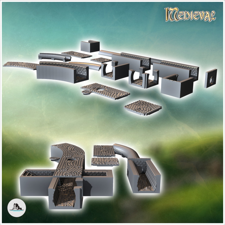 3D Printable Sewer pipe set with outdoor pavement (1) - Medieval Gothic ...