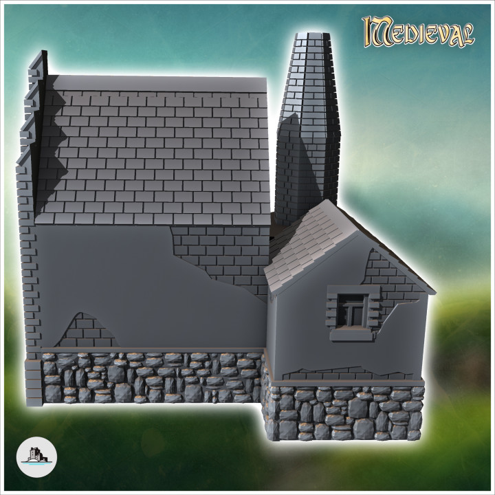 3D Printable Medieval blacksmith shop with large brick fireplace and ...