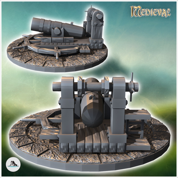 3D Printable Medieval powder cannon on stone platform (2) - Medieval ...