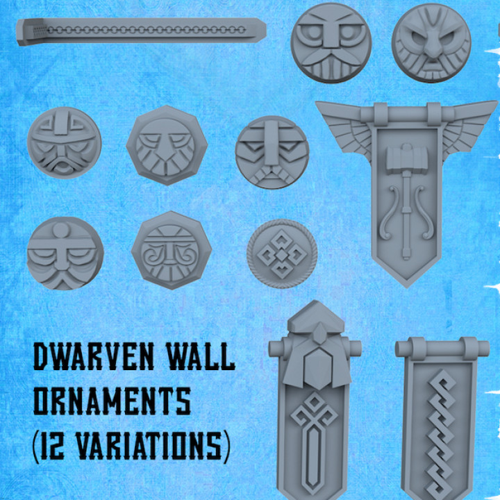 3D Printable Dwarven wall ornaments by Moonshine Miniatures