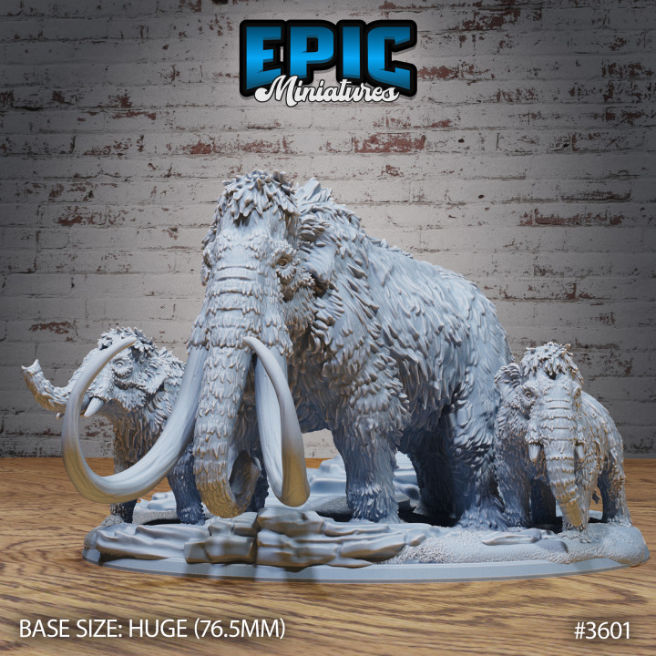 3D Printable Mammoth Family / Arctic Elephant / Tusked Ice Beast / Snow ...