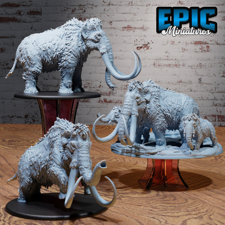 3D Printable Mammoth Set / Arctic Elephant / Tusked Ice Beast / Snow ...