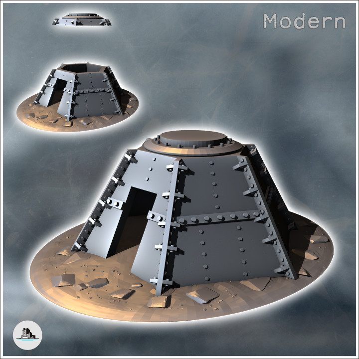 3D Printable Modern octagonal metal bunker with rivets (6) - Modern WW2 ...