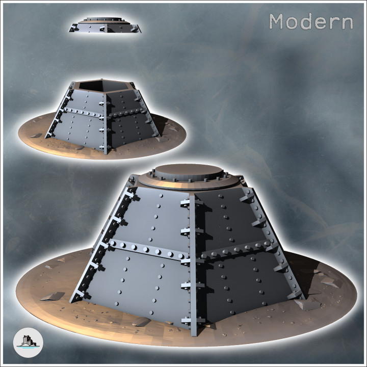 3D Printable Modern octagonal metal bunker with rivets (6) - Modern WW2 ...