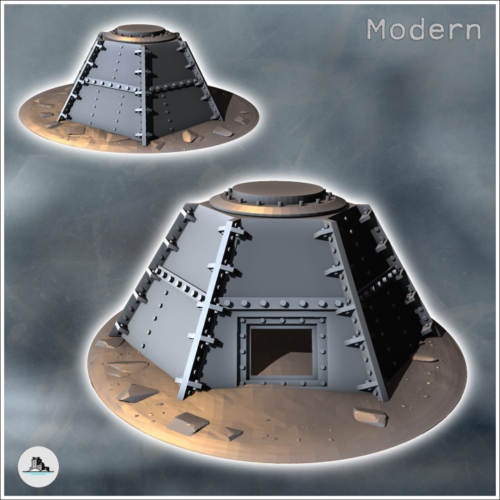 3D Printable Modern octagonal metal bunker with rivets (6) - Modern WW2 ...
